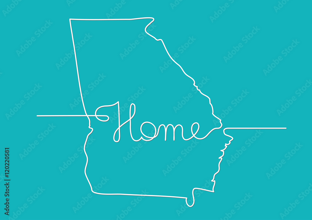 continuous line drawing of Georgia home sign Stock Vector | Adobe Stock