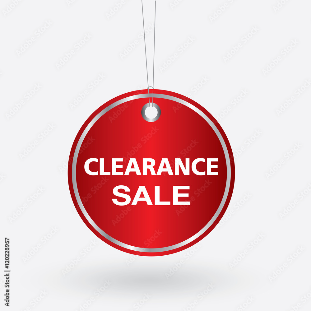 red oval clearance sale tag. vector illustration Stock Vector | Adobe Stock