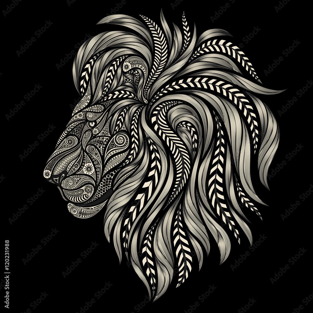 Abstract lion vector patterns on a black background Stock Vector ...