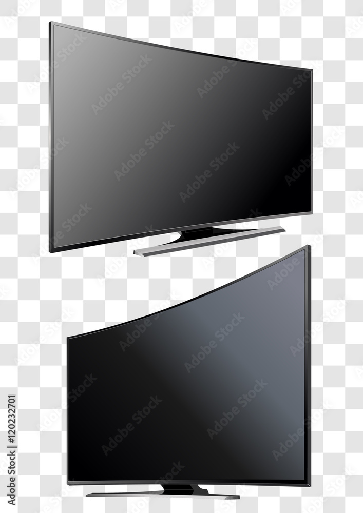 Curved TV screen lcd, plasma realistic vector illustration. Stock ...