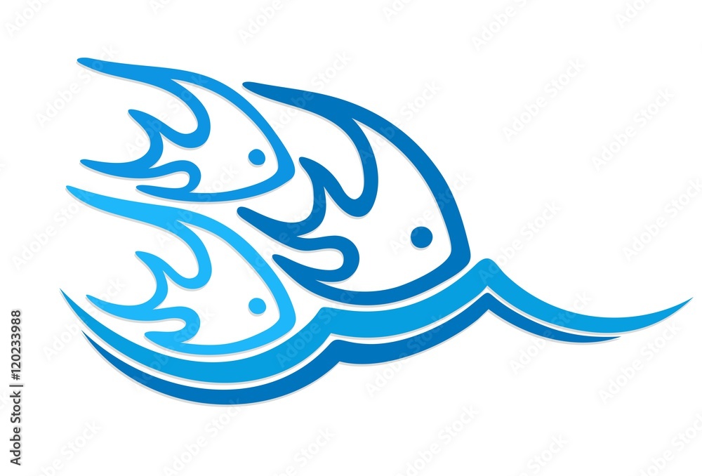 Logo fishes with wave. Stock Vector | Adobe Stock