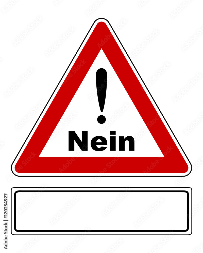 Warnschild Nein mit Ausrufezeichen und Zusatzzeichen Stock Vector ...