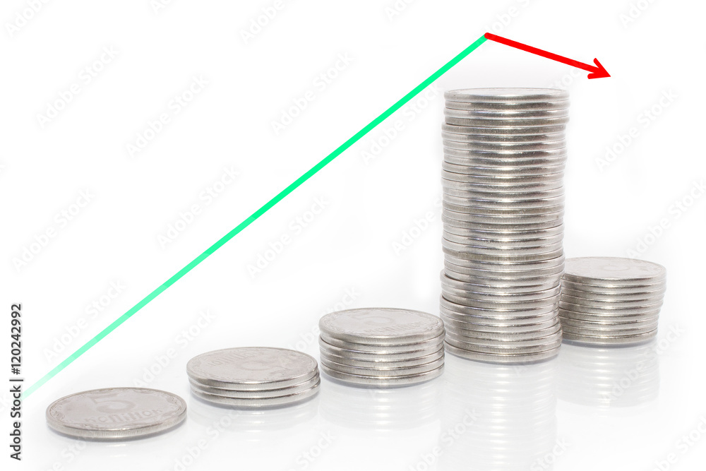 Coins diagram on a white background Stock Photo | Adobe Stock