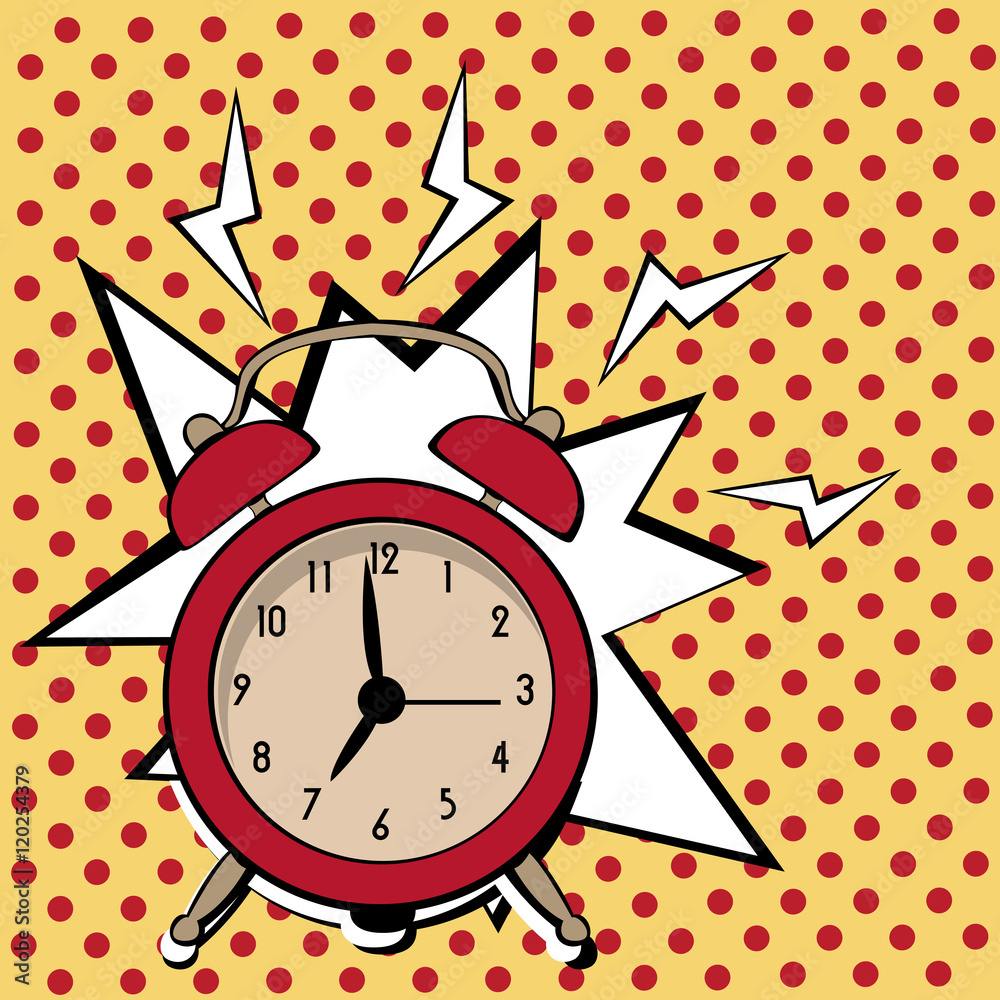 Alarm clock ring comic book pop art retro style vector illustration ...