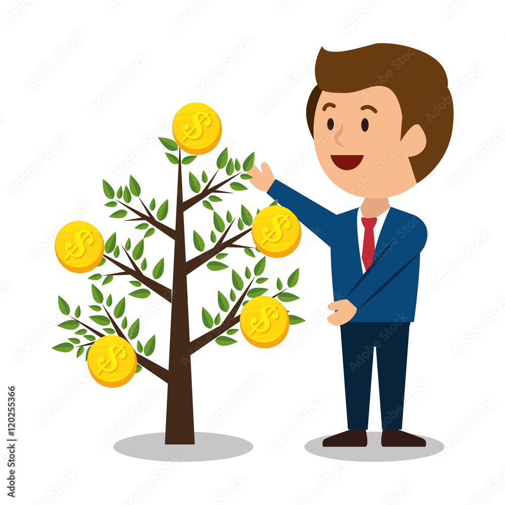 cartoon man money earnings design isolated vector illustration eps 10 ...