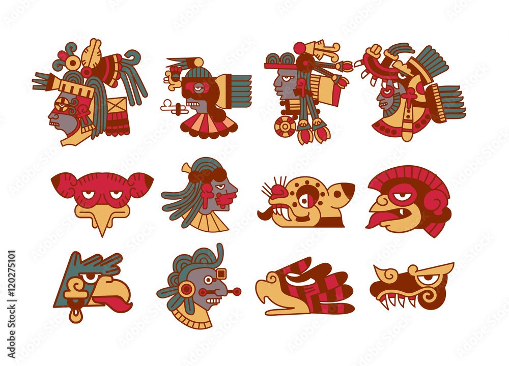 aztec maya avatar collection Stock Vector | Adobe Stock