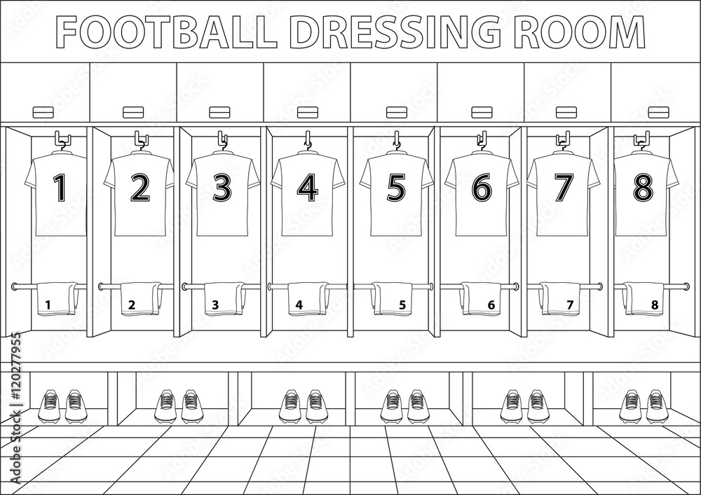 Soccer dressing room. Drawing style design vector. Stock Vector | Adobe ...