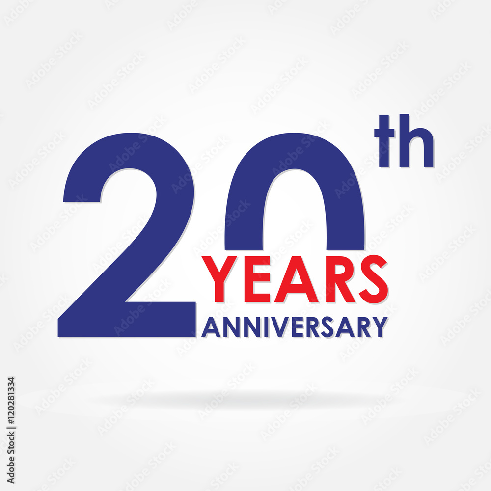 20 years anniversary sign or emblem. Template for celebration and ...