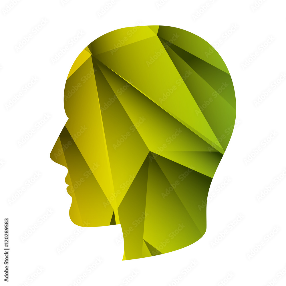 green human head profile with abstract texture. vector illustration ...