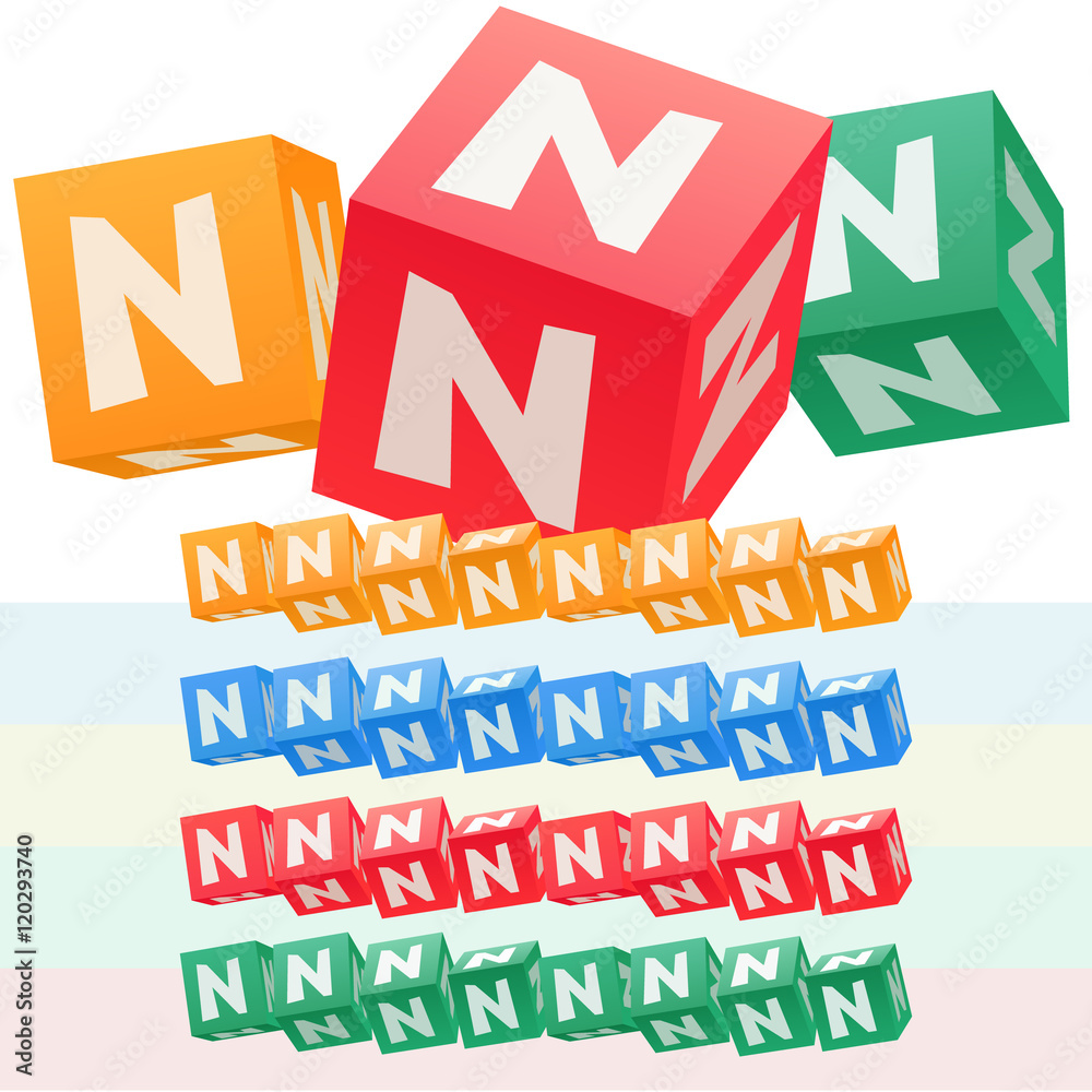 Vector set of children cube alphabet. Optional colorful graphic styles ...
