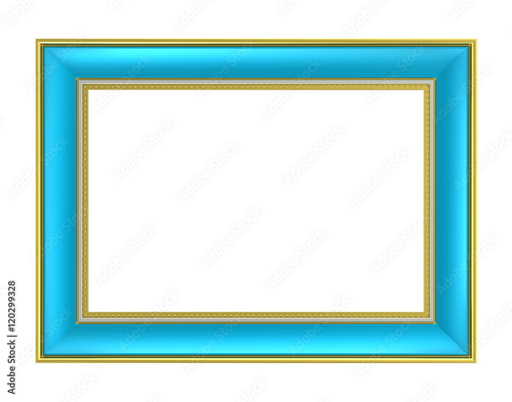 Blue picture frame isolated on white background. 3D illustration. Stock ...