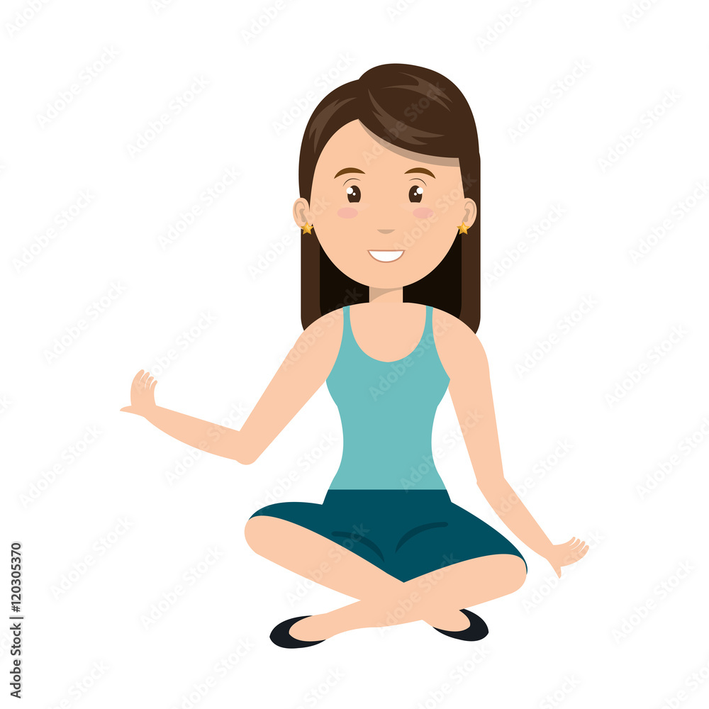 avatar woman cartoon smiling with relaxed pose. vector illustration ...