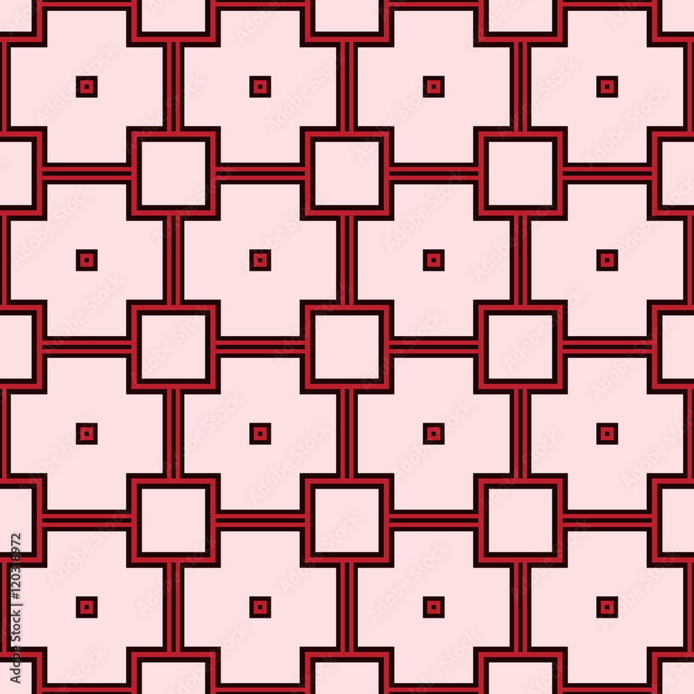 seamless geometric pattern of square cells. red and rose color. vector ...