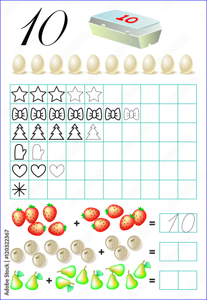 Educational page for children with number 10 Developing skills for ...