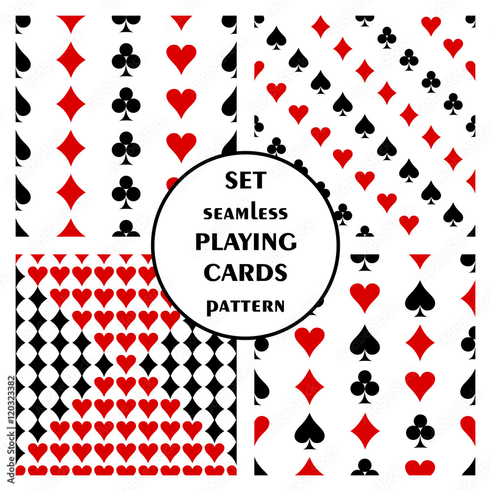 Set of seamless vector pattern with playing cards. Symmetrical ...