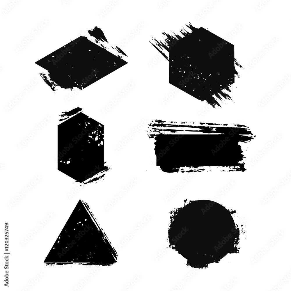 A set of templates for logos. Ink abstract stains. Symbol with brush ...