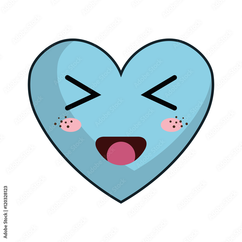 kawaii cartoon cute heart shape with expression face. vector ...