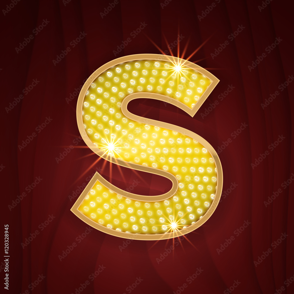 Gold light lamp bulb letter S Stock Vector | Adobe Stock