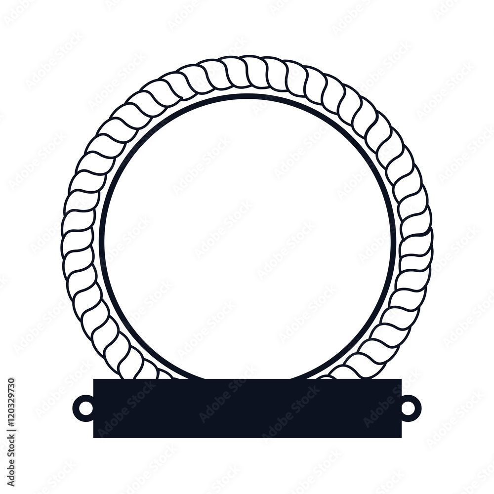 nautical stamp with label. rope border badge. vector illustration Stock ...