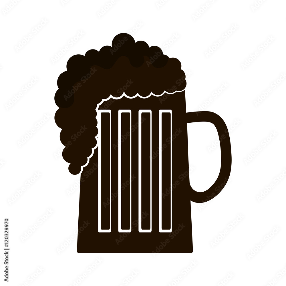 beer mug drink with foam. beverage alcohol. silhouette vector ...