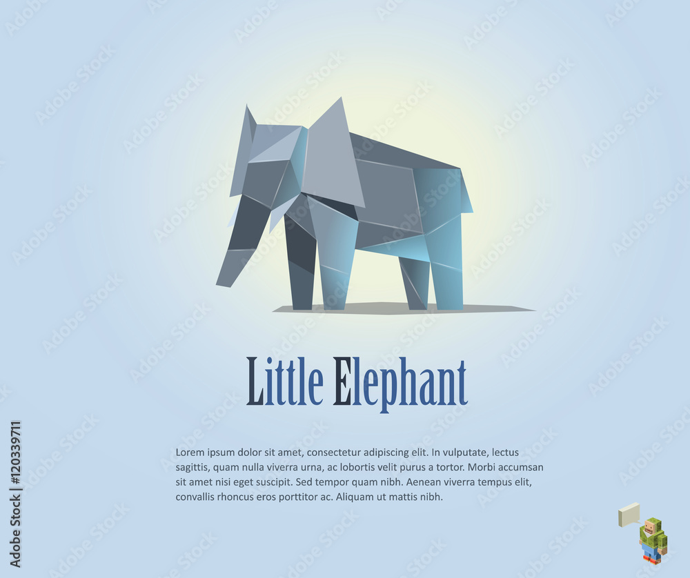 Geometric baby elephant illustration in polygonal style. low poly ...