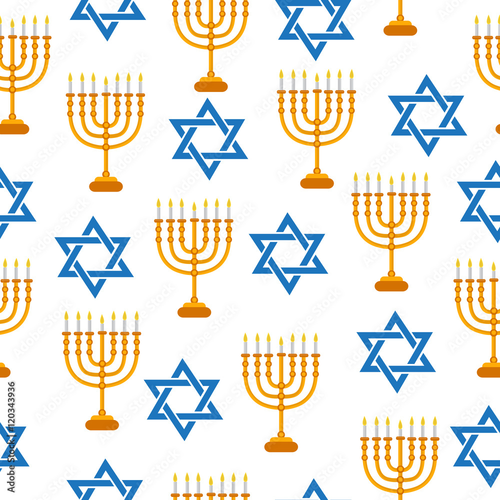 Menorah and Star of David seamless texture. Menorah and Star of David ...