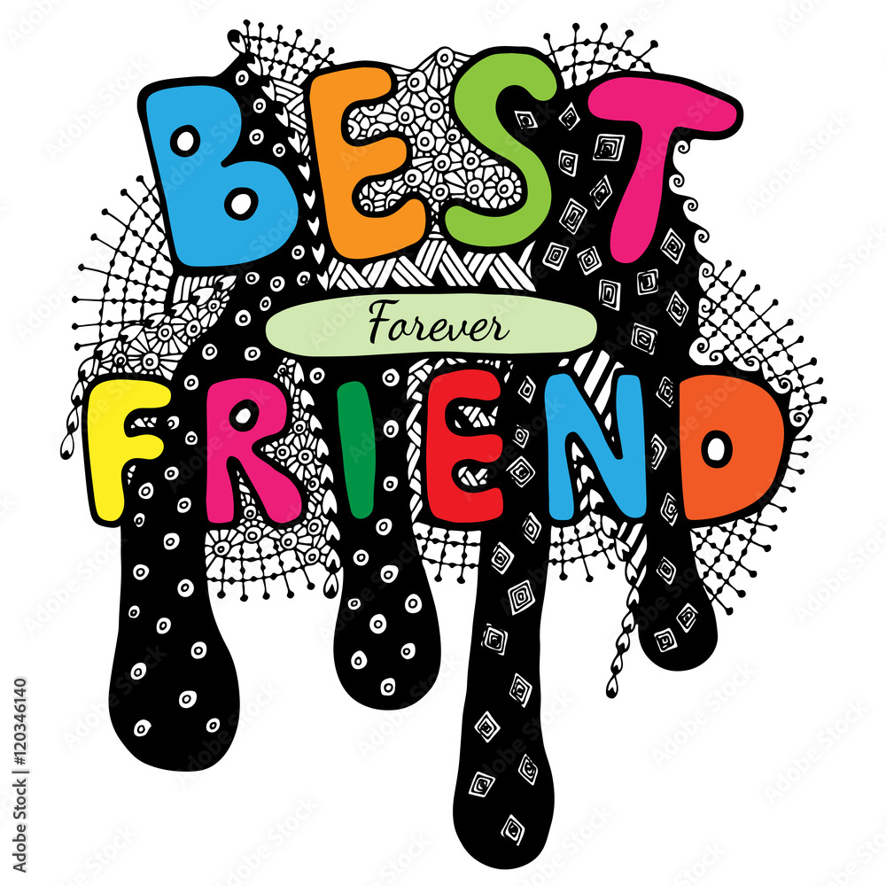Vetor de Lettering Best friend forever with abstract pattern do Stock ...