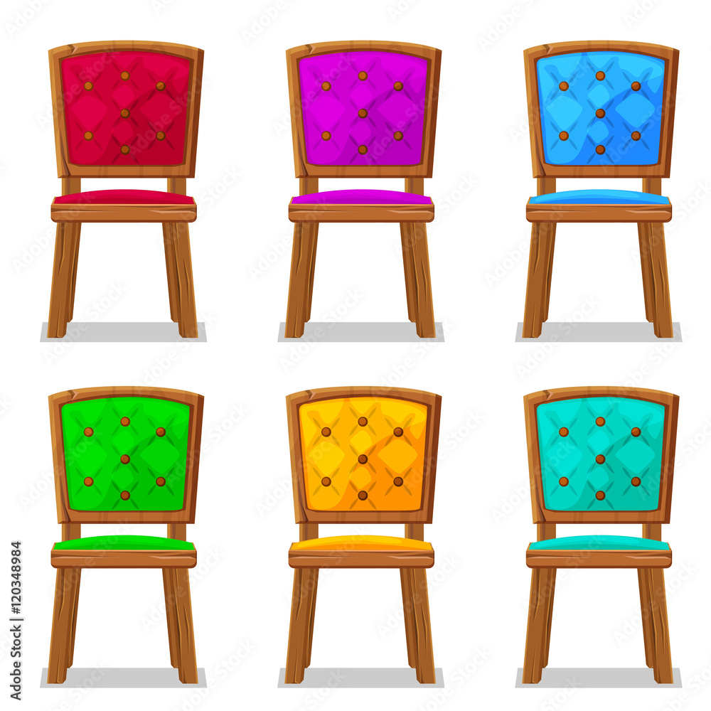 cartoon colorful wooden chair in vector object Stock Vector | Adobe Stock