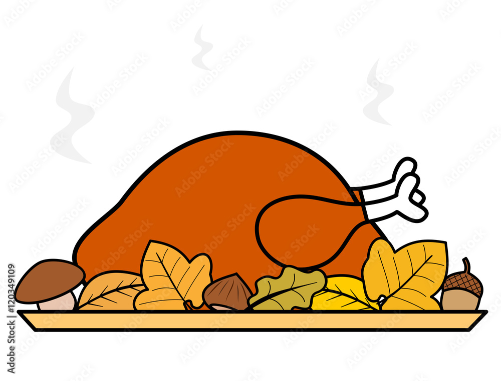 cute cartoon thanksgiving day roasted turkey vector illustration Stock ...