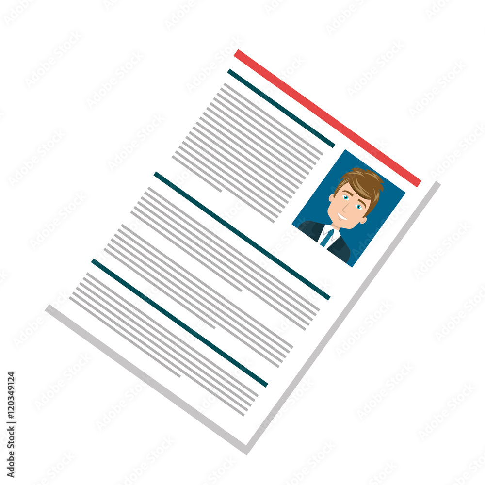 cartoon man professional curriculum vitae page. human resources. vector ...