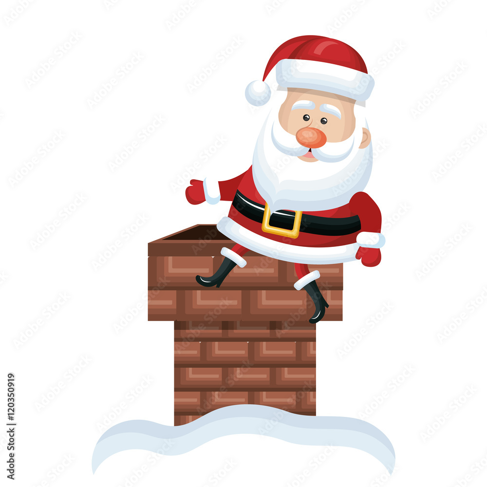 santa claus cartoon sitting on chimney. christmas season symbol. vector ...