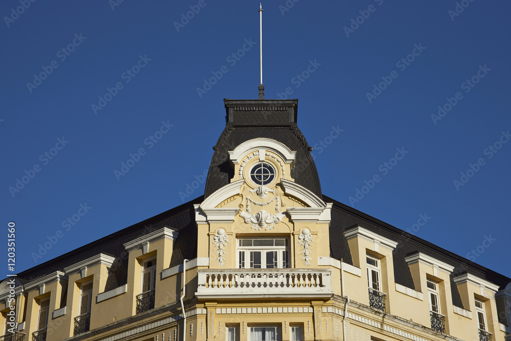 Historic colonial style building in the main square of Punta Arenas in ...
