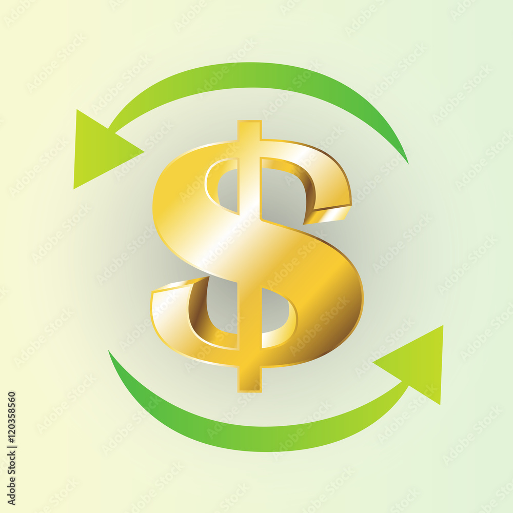 Money, coin, and gold Turnover icon. Vector style is bicolor flat ...