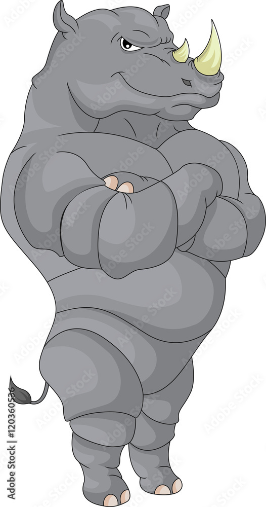 Cartoon funny rhino posing Stock Vector | Adobe Stock