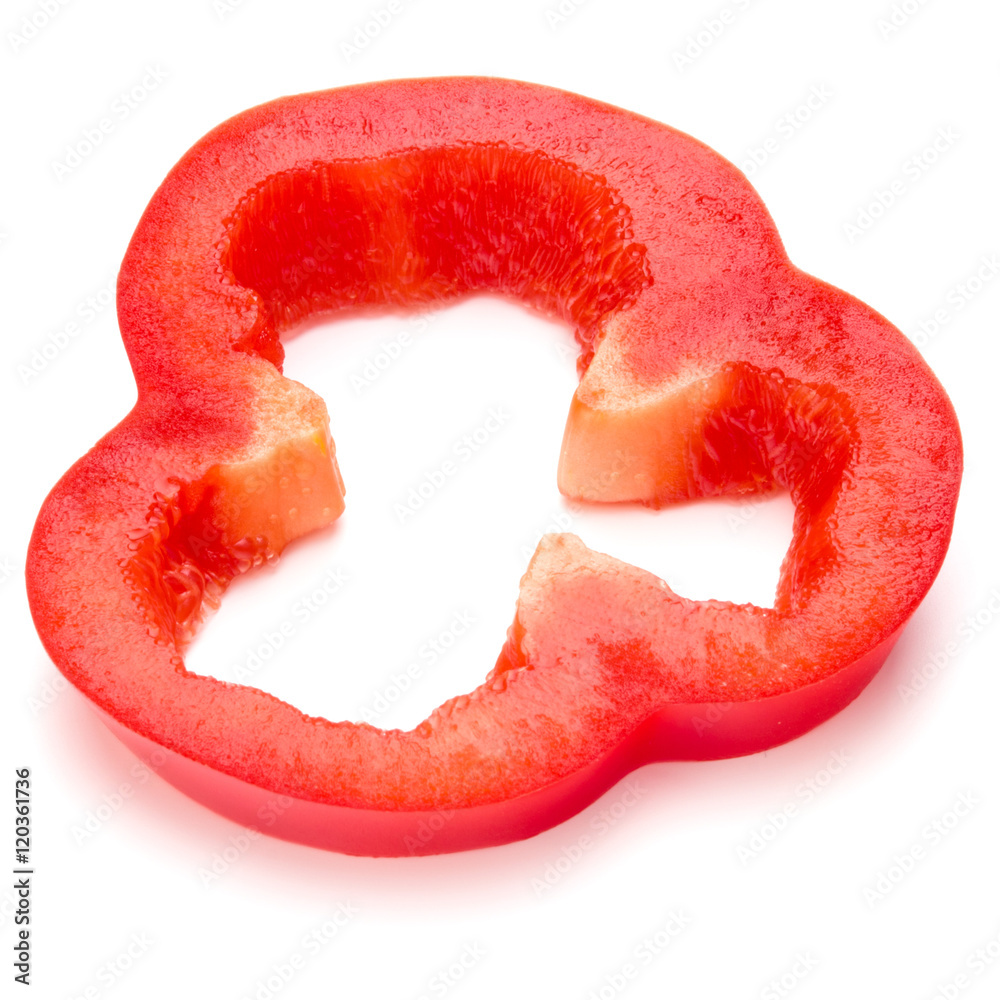 Red sweet bell pepper slice isolated on white background cutout Stock ...