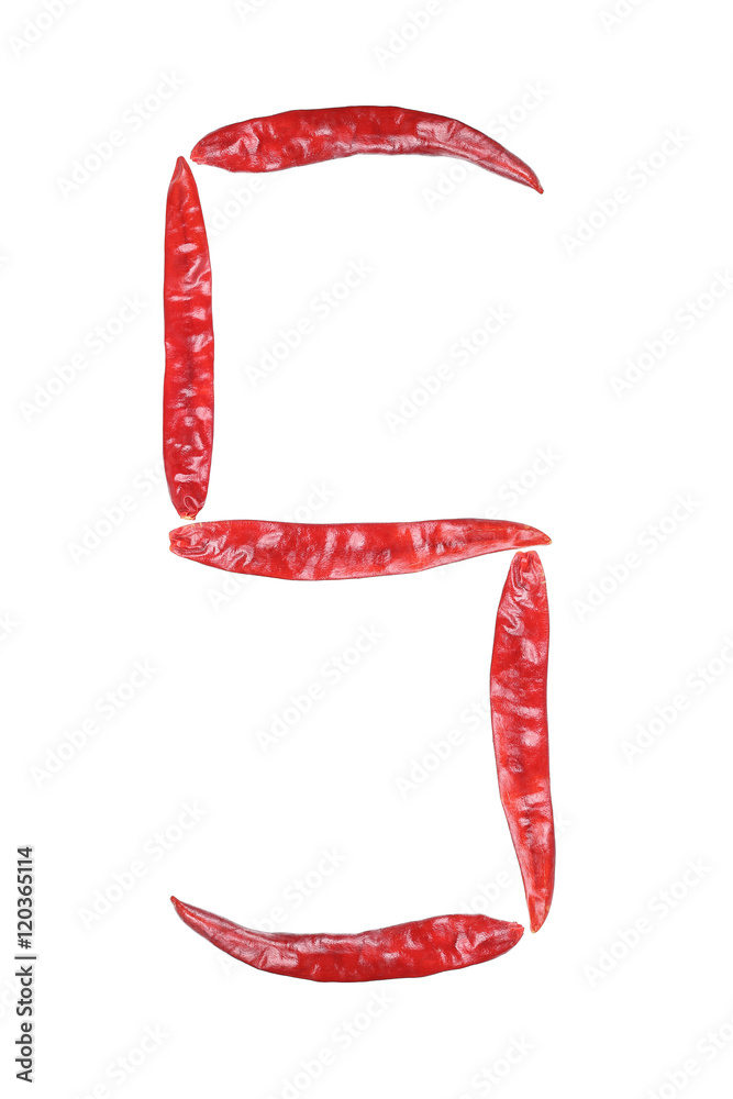 capital letter S by dry chili isolated on white Stock Photo | Adobe Stock
