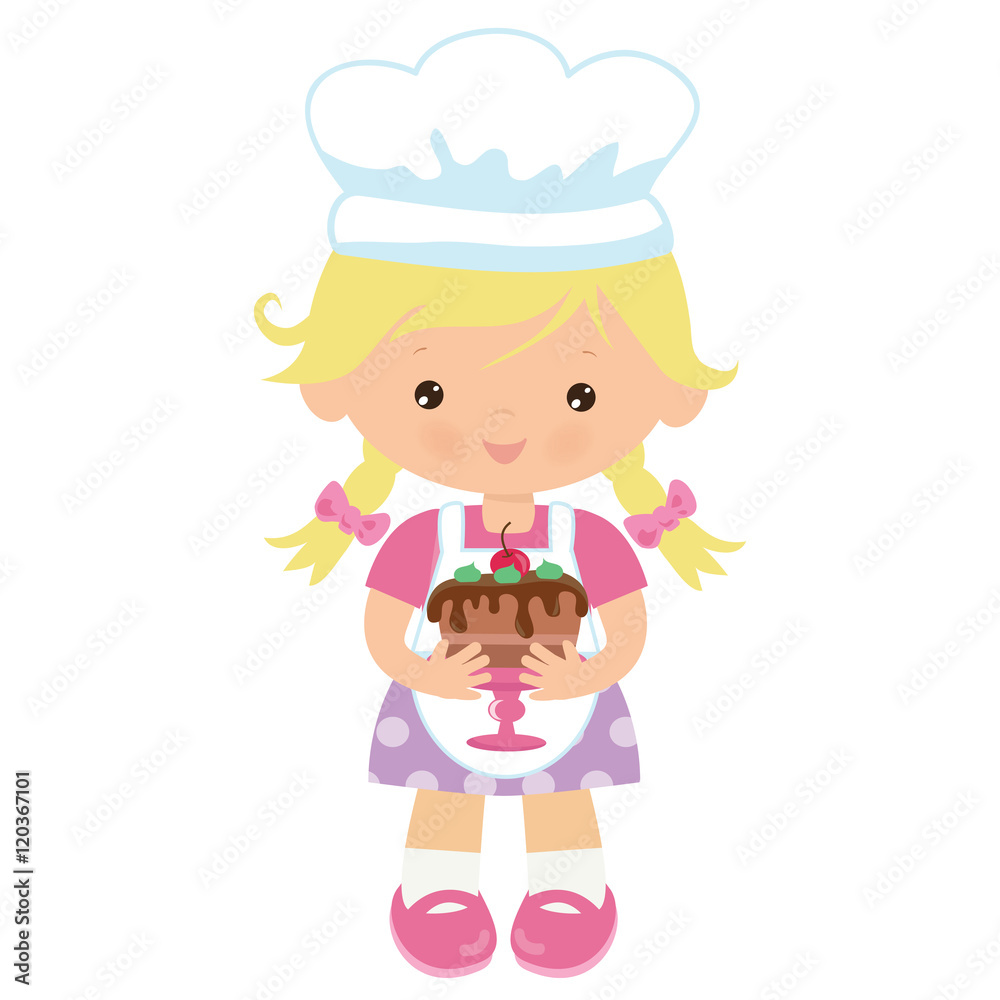 Cute baker girl vector illustration Stock Vector | Adobe Stock