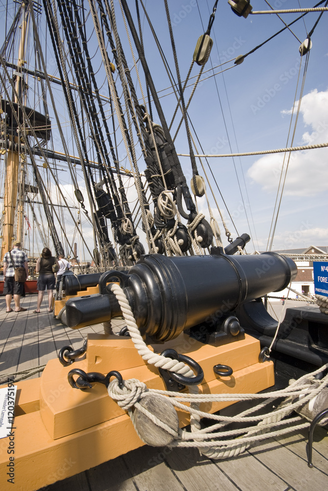 HMS Victory top deck, historic naval dockyard, Portsmouth Stock Photo ...