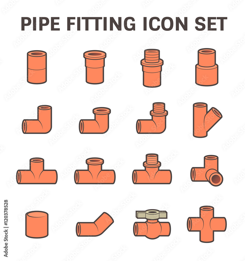 Vector icon of pipe fitting or pipe connector for plumbing and piping ...