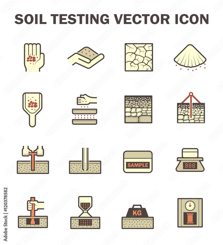 Soil test vector icon i.e. bearing capacity, field density or sand cone ...