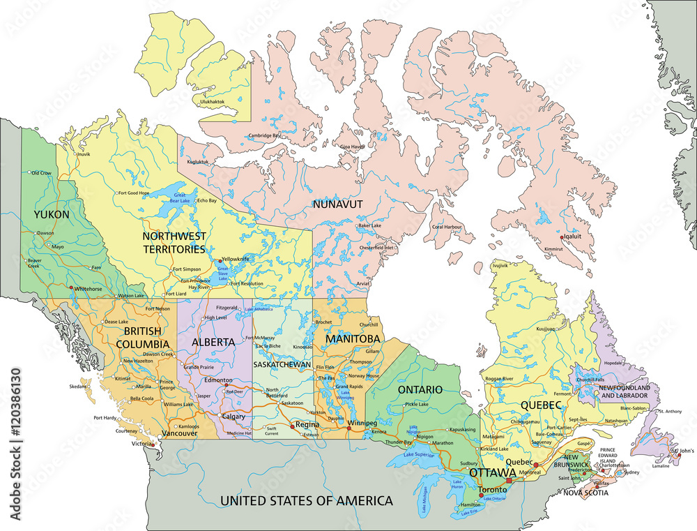 Canada - Highly detailed editable political map with labeling. Stock ...