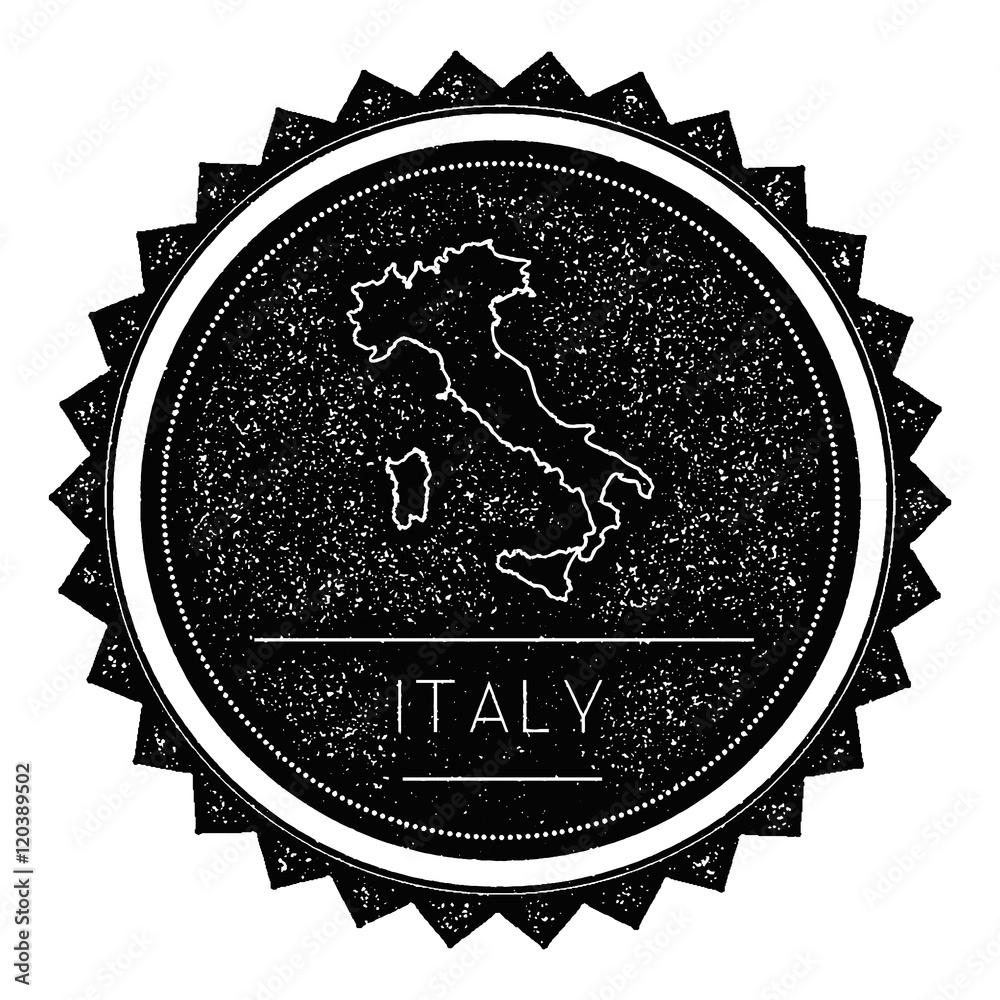 Italy Map Label with Retro Vintage Styled Design. Hipster Grungy Italy ...