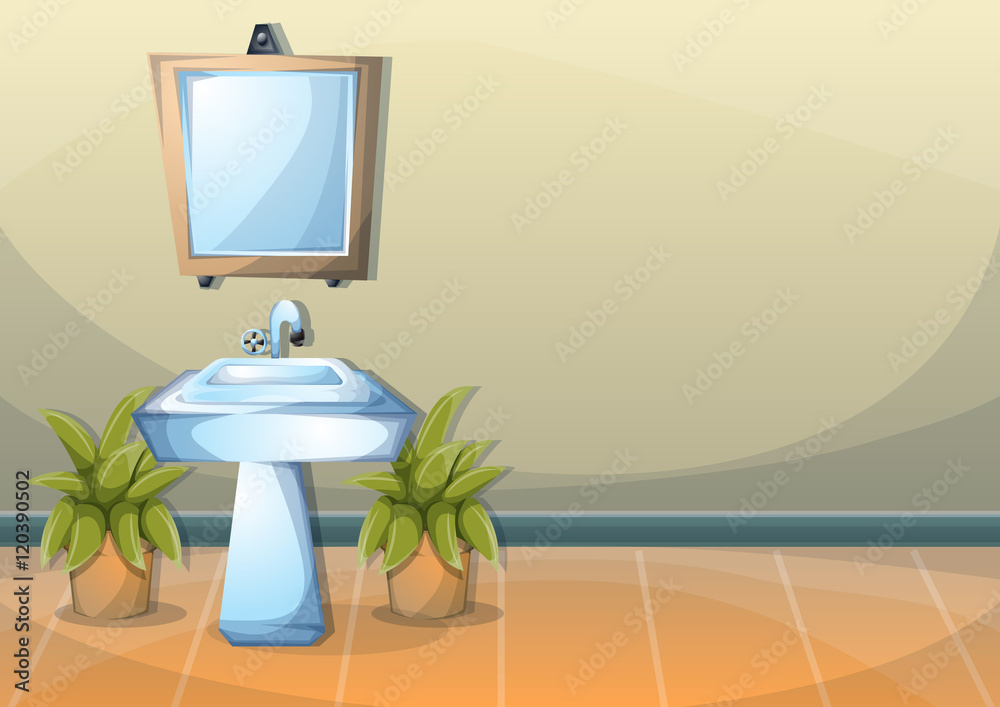 cartoon vector illustration interior bathroom with separated layers ...