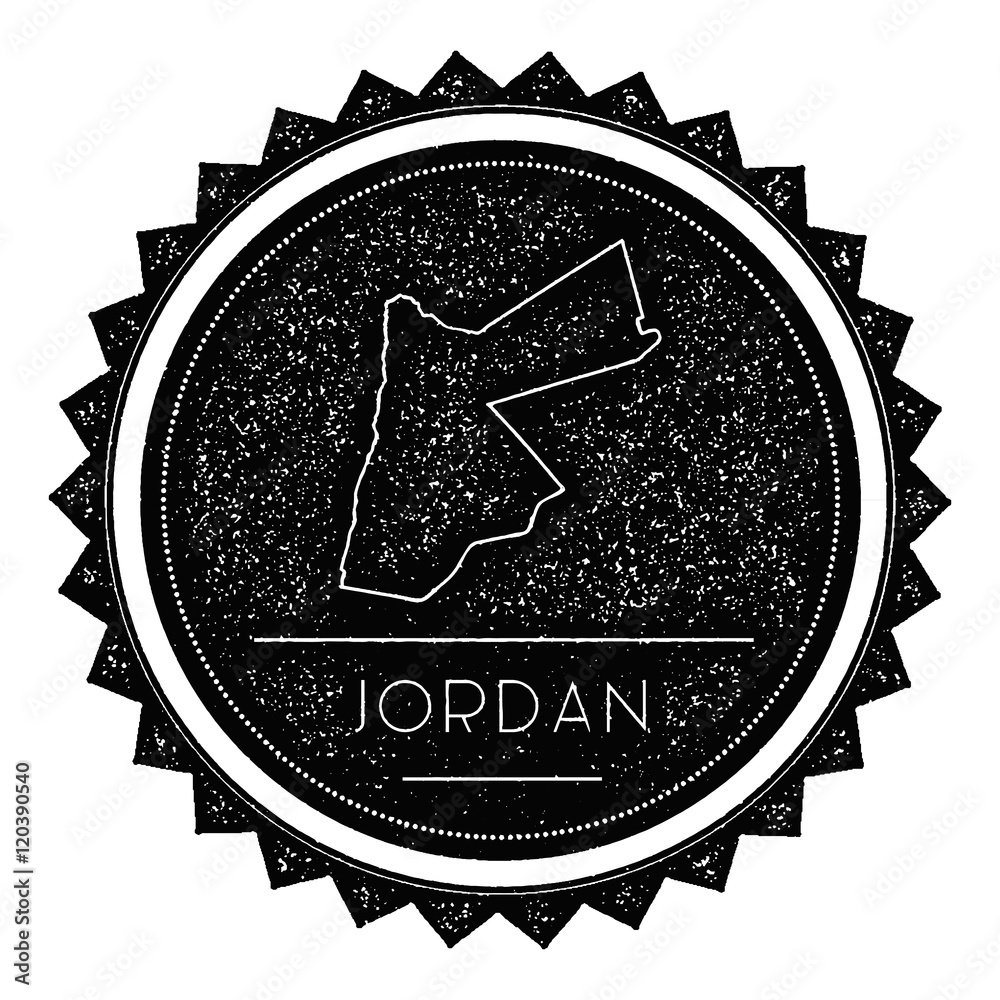 Jordan Map Label with Retro Vintage Styled Design. Hipster Grungy ...