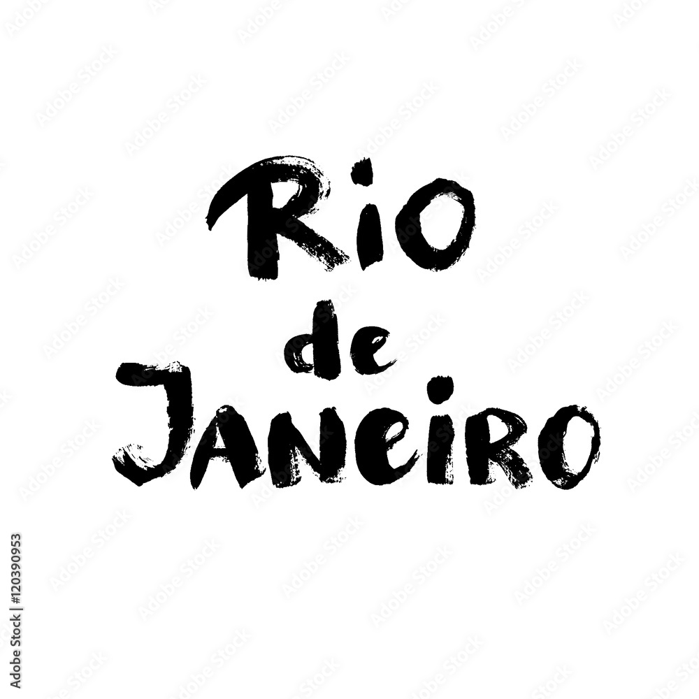 Rio de janeiro hand drawn vector lettering. Modern calligraphy brush ...
