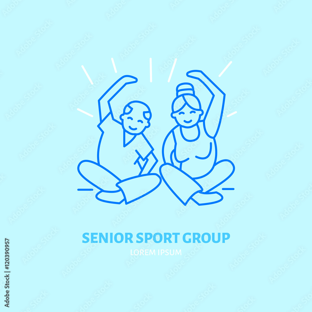Modern vector line icon of gymnastics. Senior sport group linear logo ...