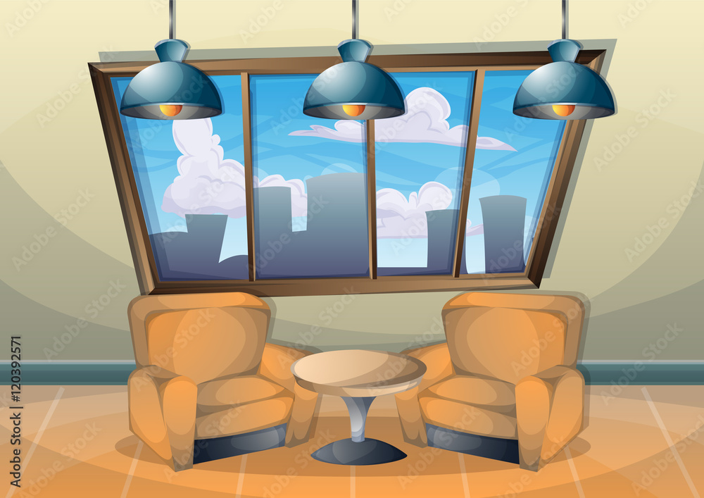 cartoon vector illustration interior office room with separated layers ...