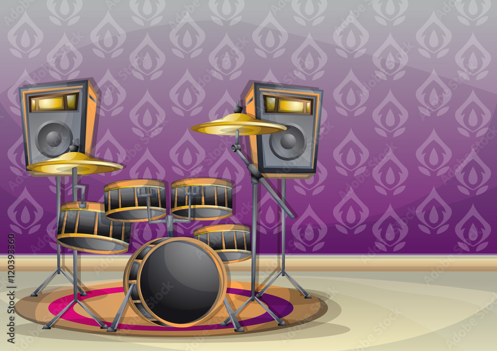 cartoon vector illustration interior music room with separated layers ...