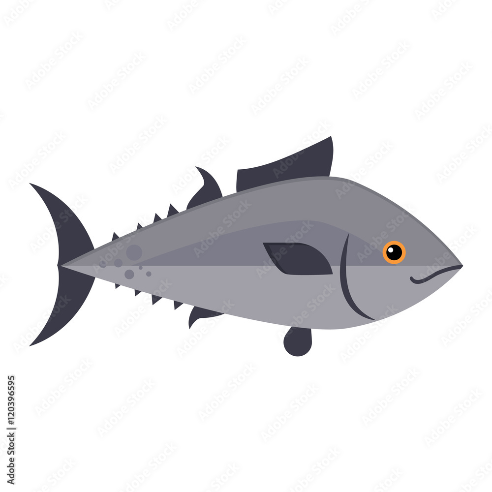 Gray fish animal nature food and fish ecology environment. Fish icon ...