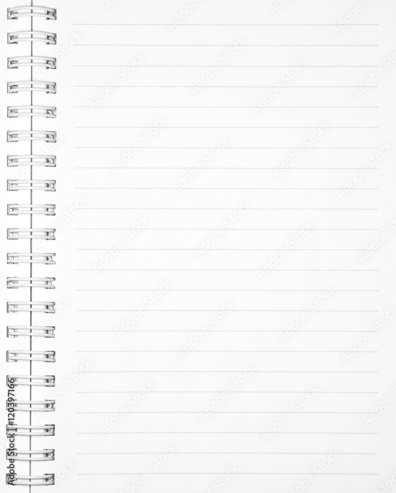 Notebook paper page with green line background for design with copy ...